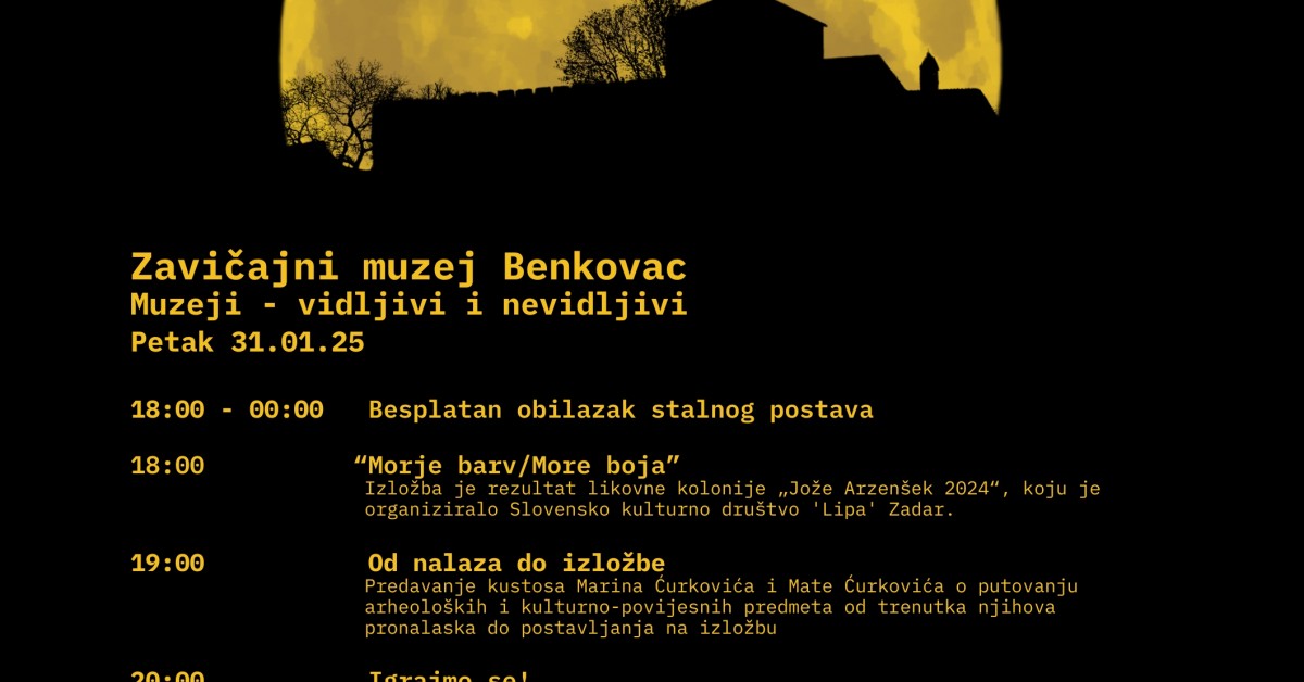 🌙 Noć muzeja 2025. u Zavičajnom muzeju Benkovac! 🎨 | Zavičajni muzej ...